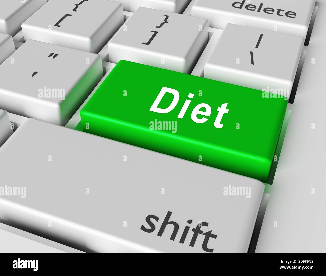 Food concept. Word Diet on button of computer keyboard. 3d rendering ...