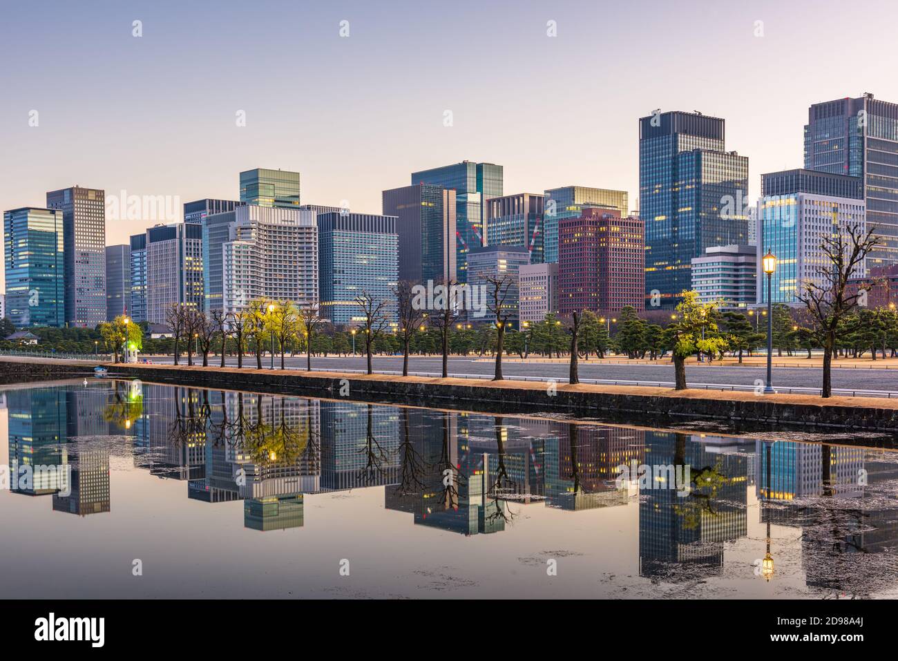 Modern Office Buildings and water reflection in Tokyo, Japan Stock ...