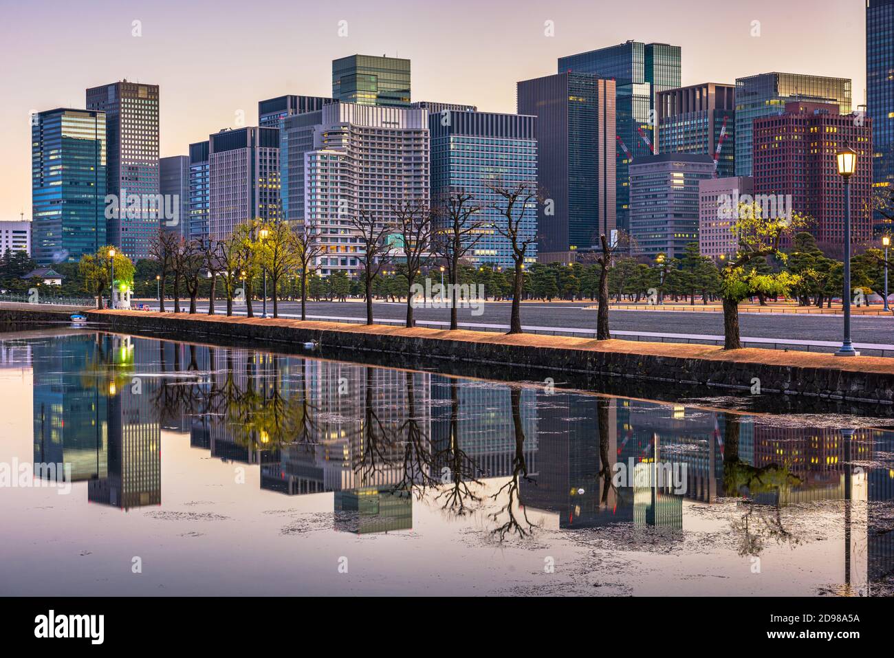 Modern Office Buildings and water reflection in Tokyo, Japan Stock ...