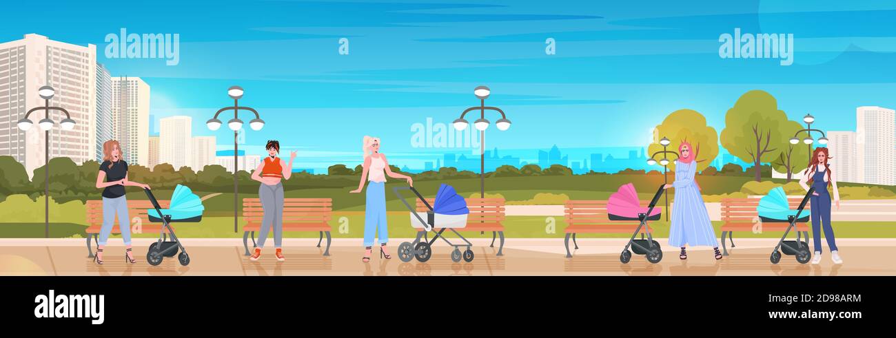 women walking with newborn babies in strollers motherhood pregnancy ...