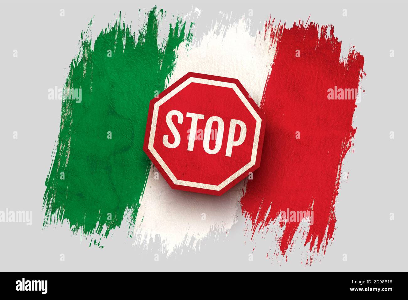 Vintage Italian flag with stop sign. Illustration of flag of Italy in ...