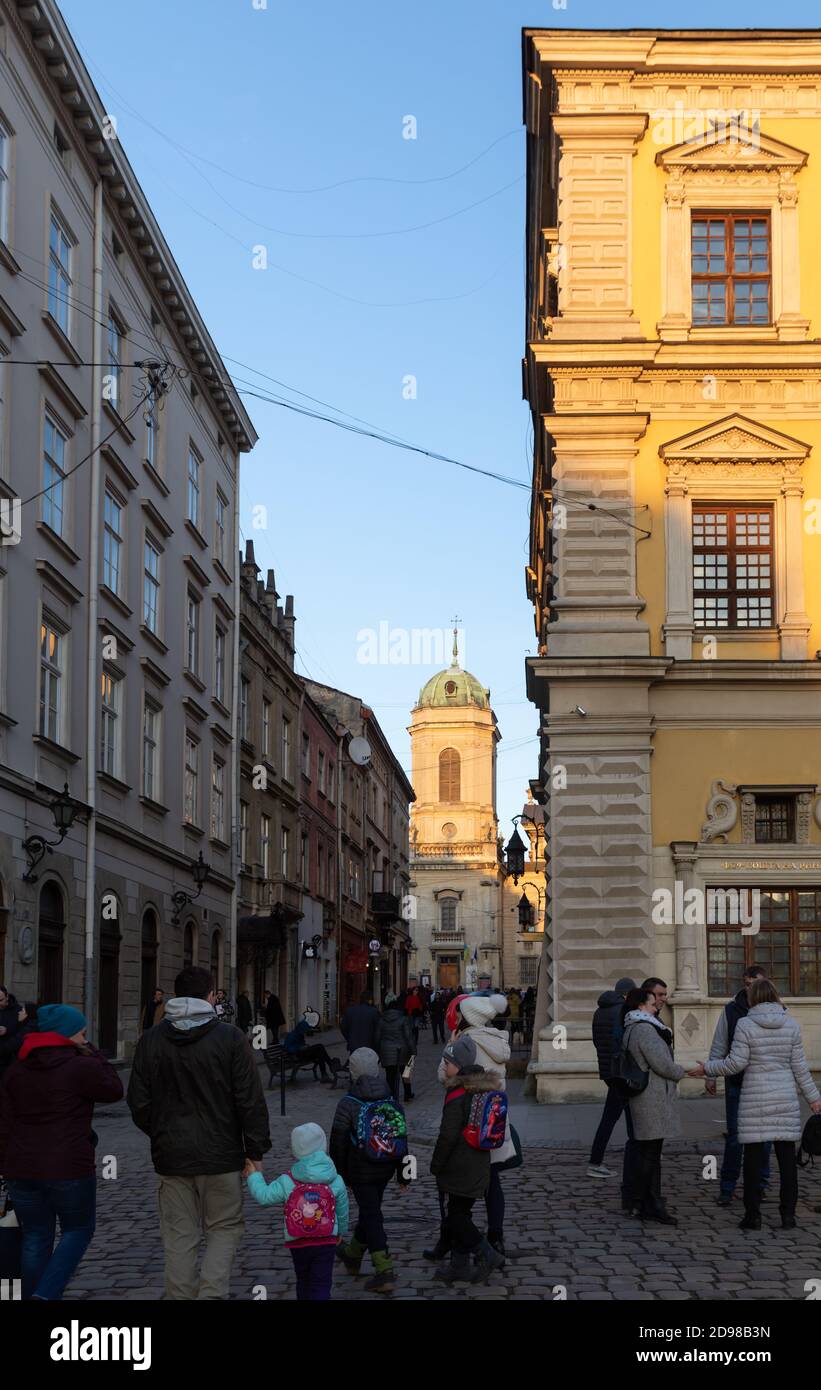 Lviv, Ukraine - Mar 08, 2019: Lviv street scene. Streets and ...