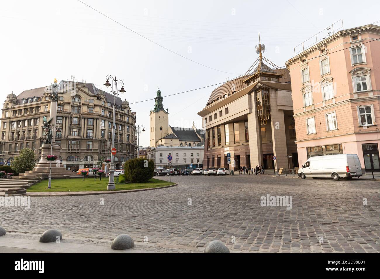 Lviv, Ukraine - May 23, 2020: Central streets and architecture of Lviv ...
