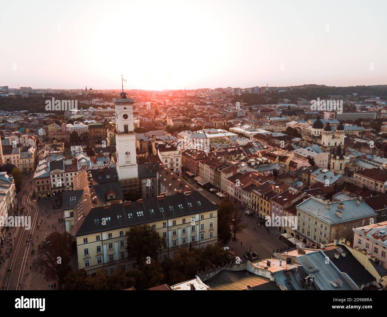 aerial view of city hall in lviv city Stock Photo - Alamy