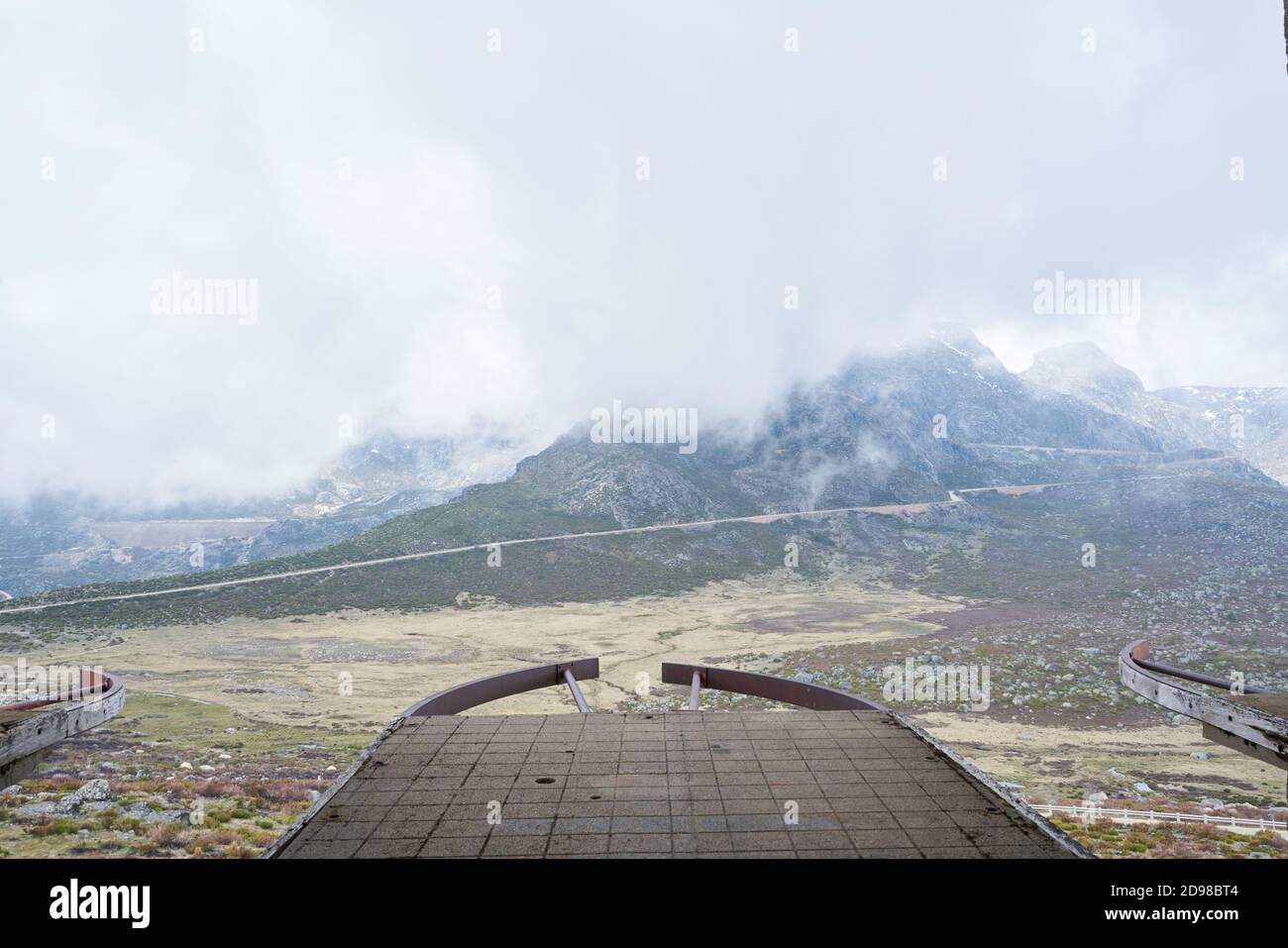 Abandoned cableway building beautiful landscape in Serra da Estrela ...