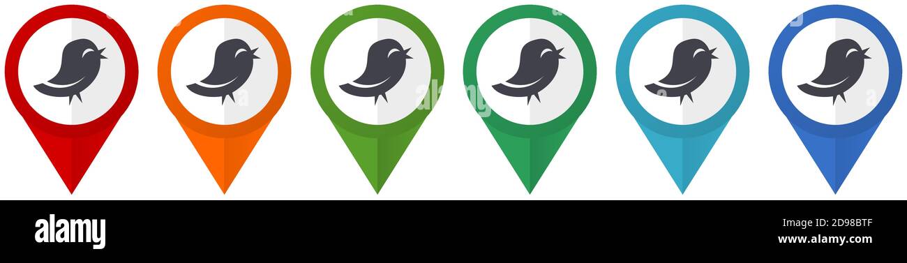 Twitter vector pointers, set of colorful flat design icons isolated on ...