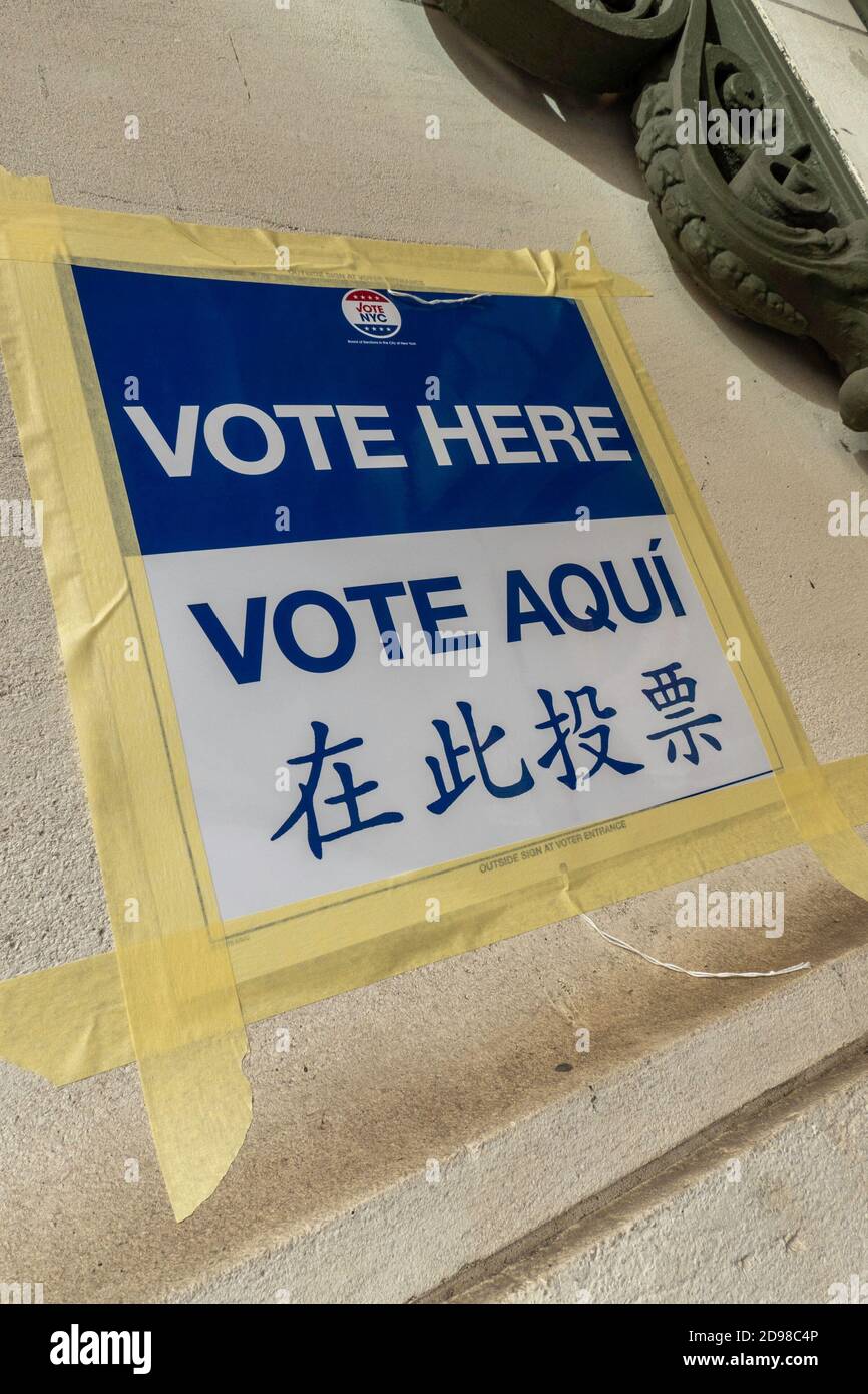 Vote Here Directional Sign in English, Spanish and Chinese, NYC Polling ...