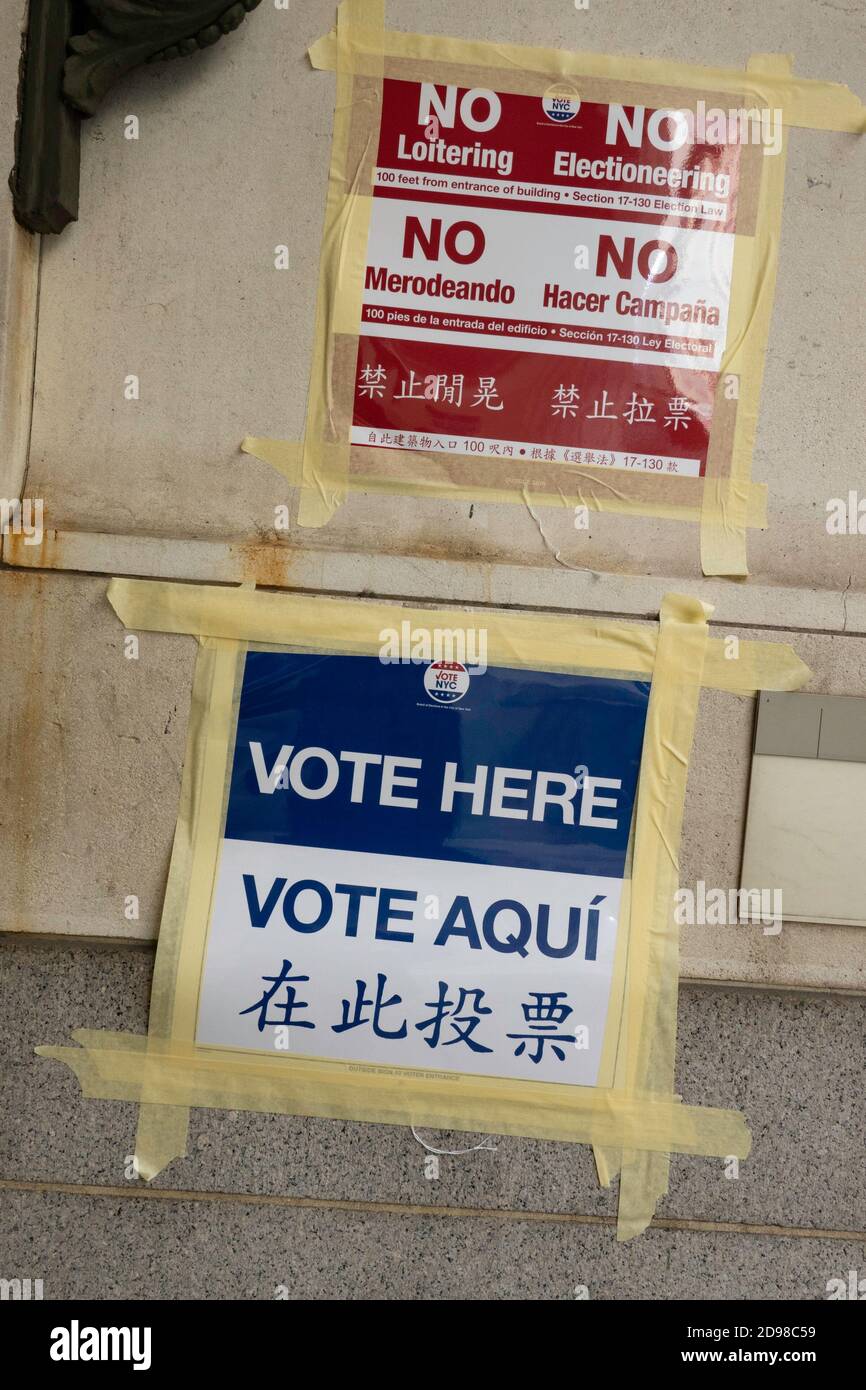 Vote Here Directional Sign in English, Spanish and Chinese, NYC Polling ...