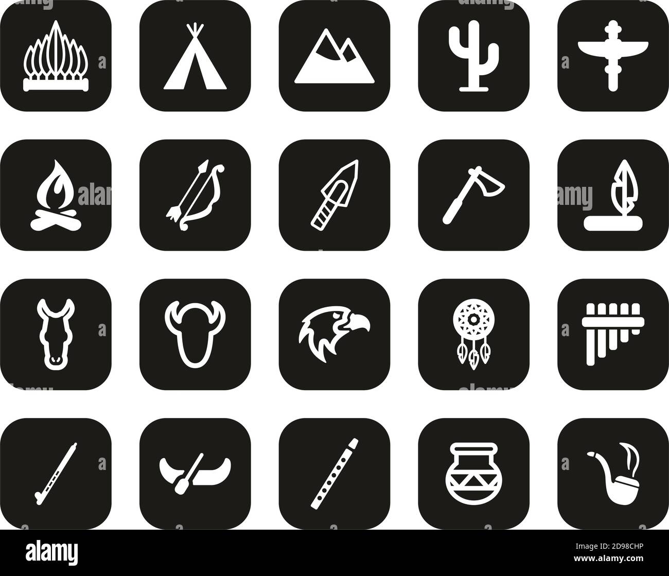 Native American Culture Icons White On Black Flat Design Set Big Stock Vector Image & Art - Alamy