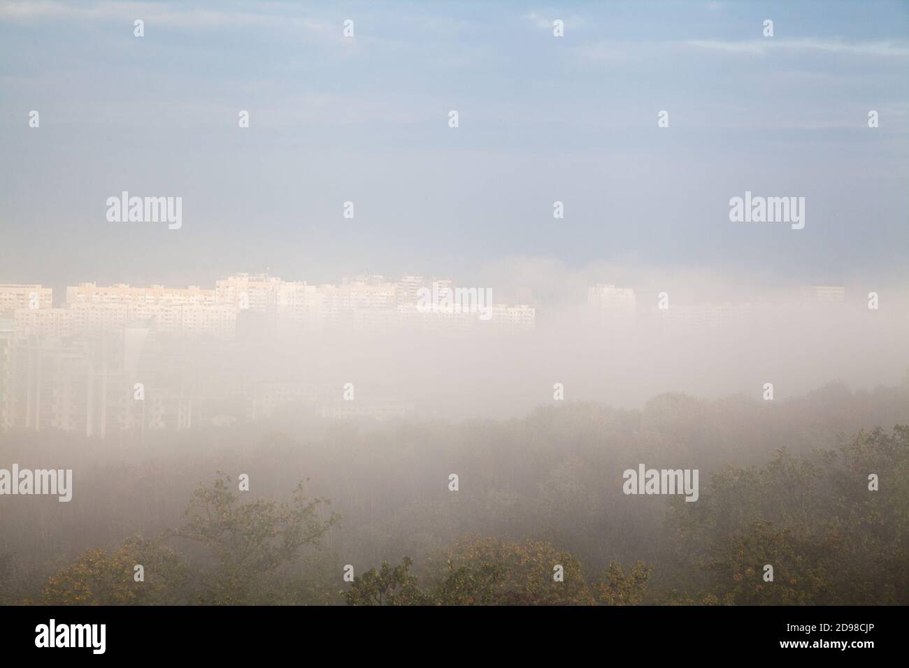 Highrise residential buildings in the fog Stock Photo - Alamy