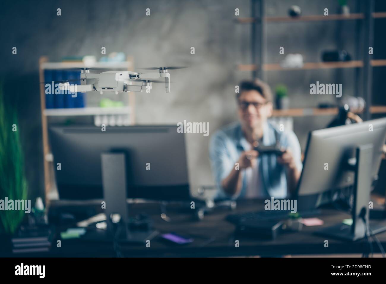 Portrait of his he nice attractive guy geek specialist expert ...