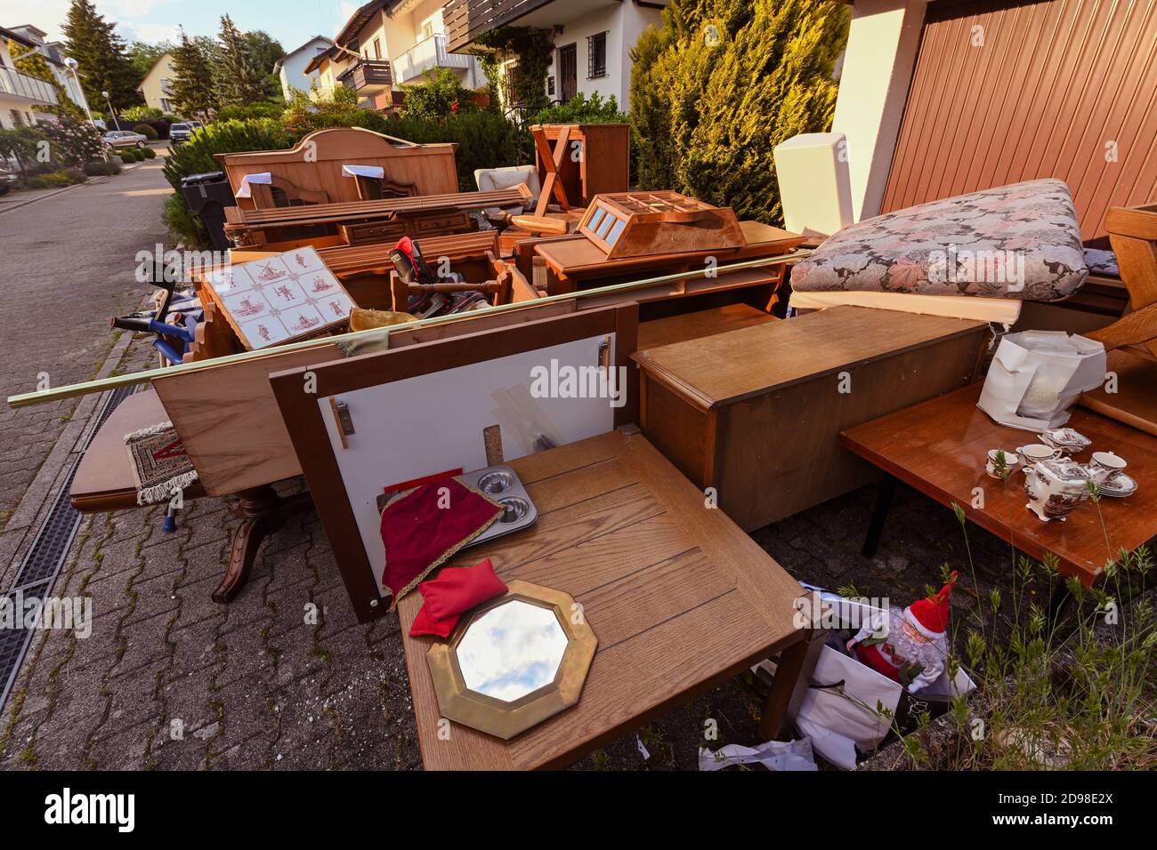 Bulky waste in front of a house in Baden Baden. Baden-Württemberg ...