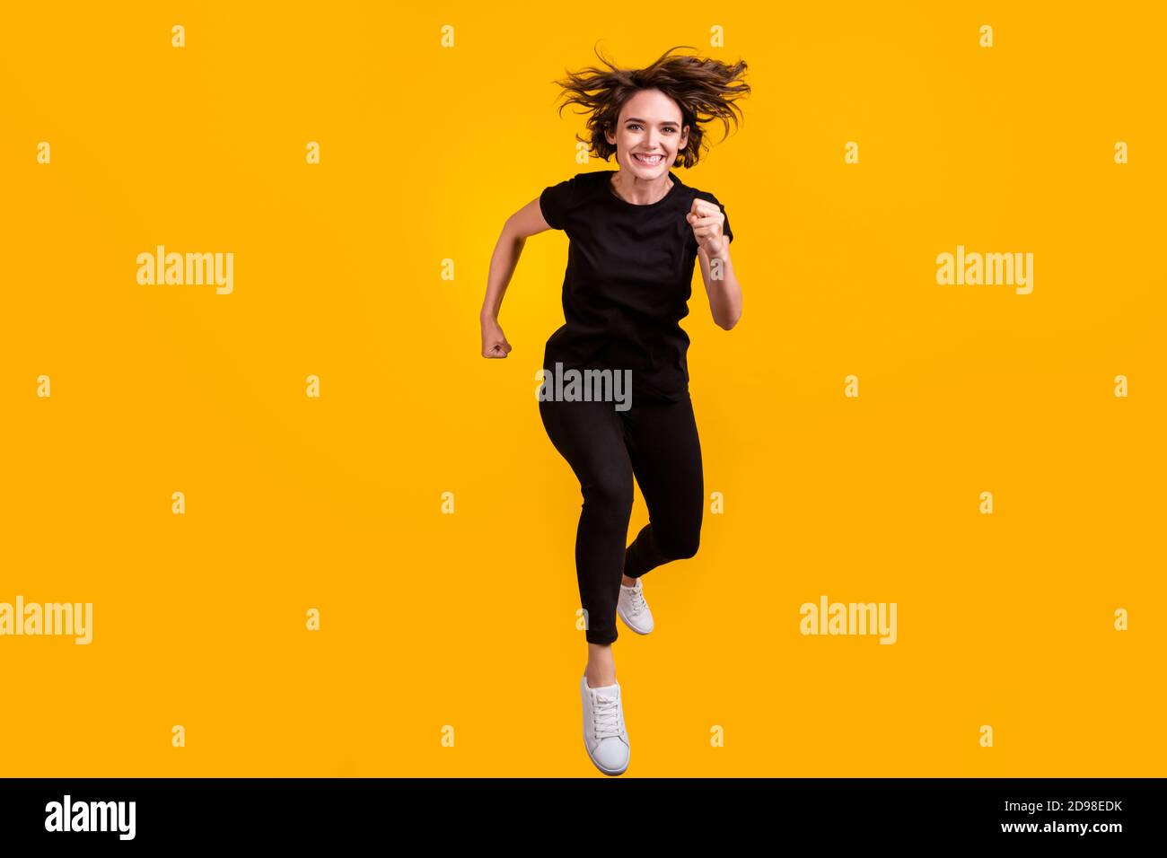 Full length body size view of lovely sportive cheerful purposeful girl ...