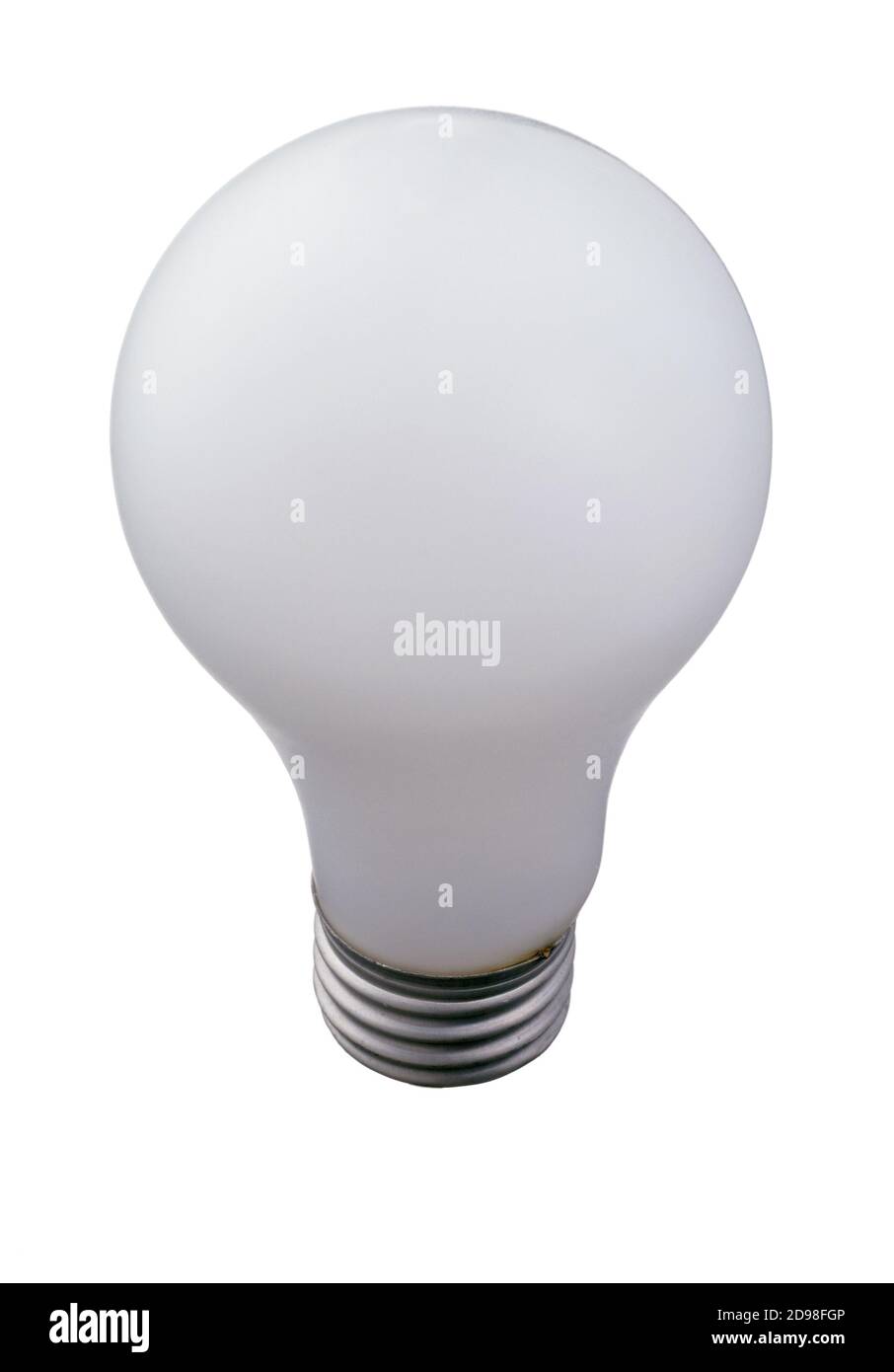A soft white light bulb in the off position photographed on a white ...