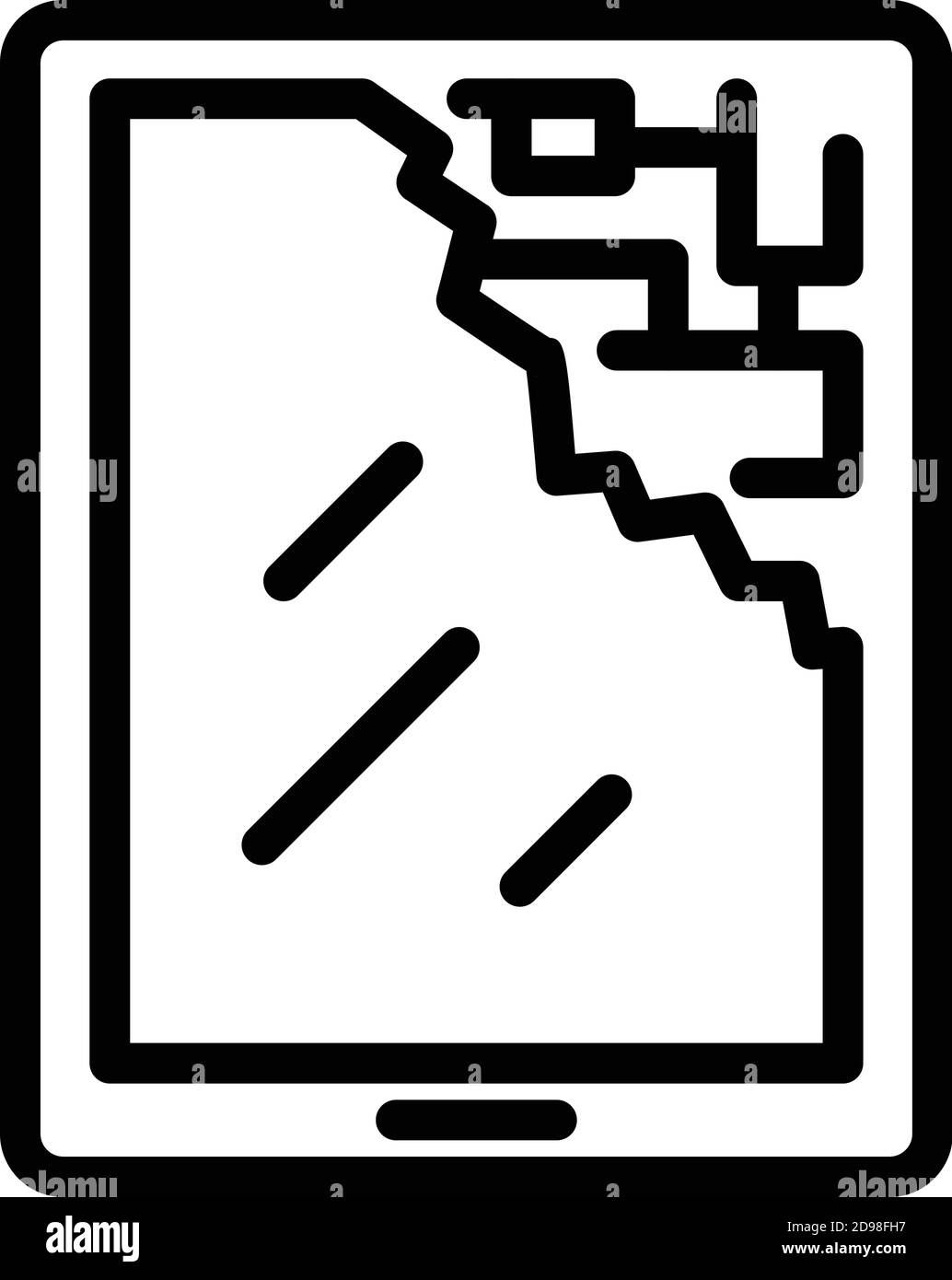 Damaged display icon. Outline damaged display vector icon for web ...