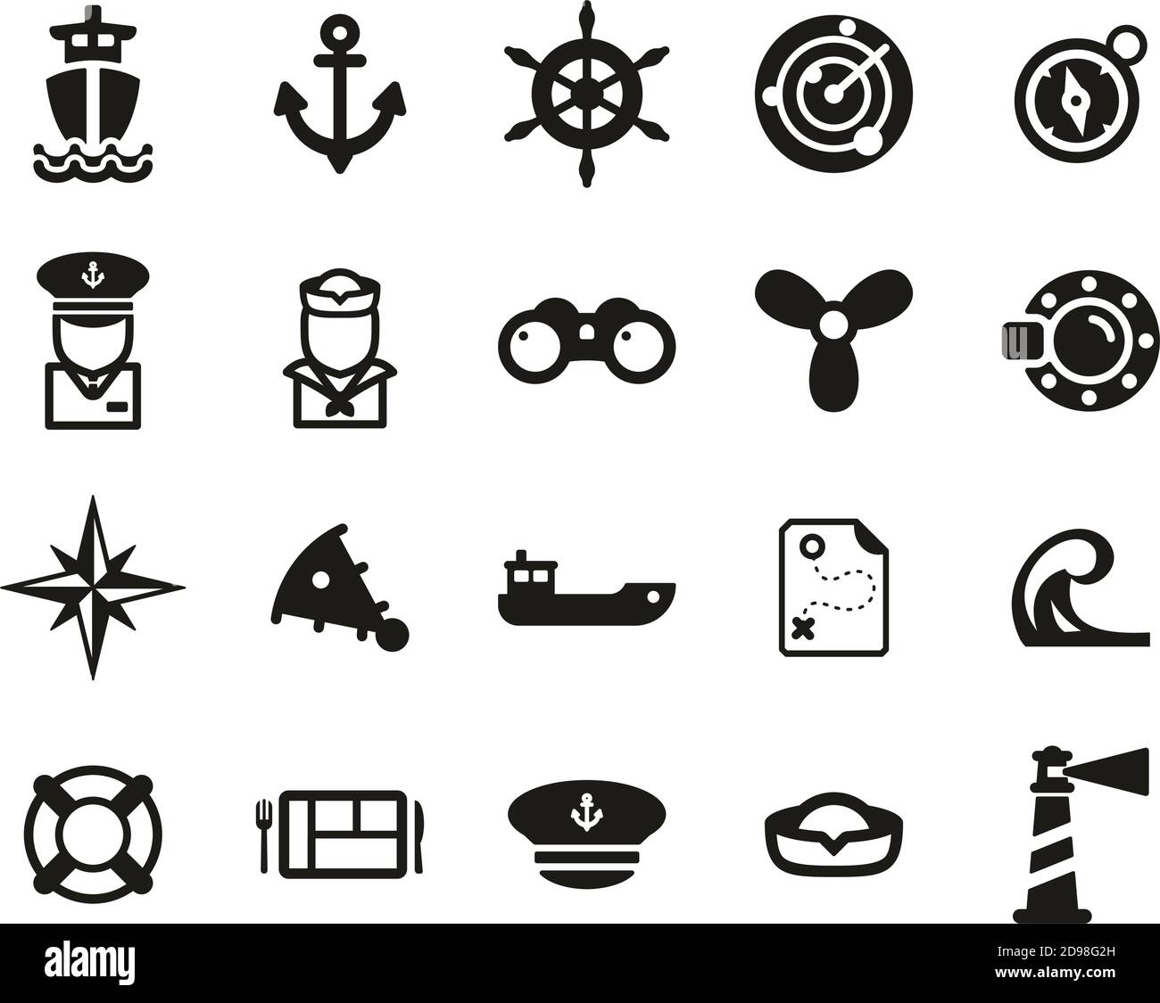 Nautical Vessel & Equipment Icons Black & White Set Big Stock Vector ...