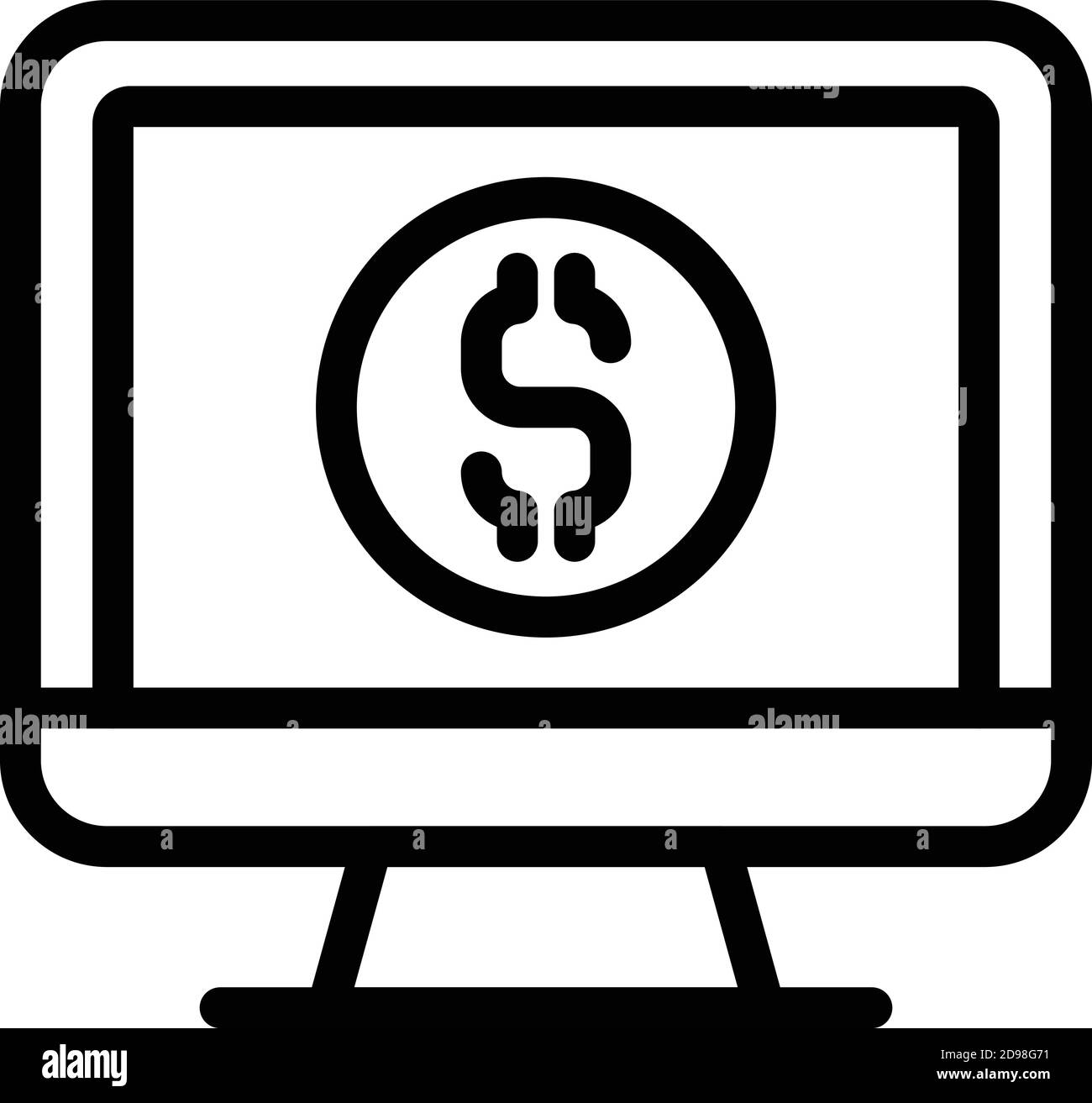 Dollar monitor icon. Outline dollar monitor vector icon for web design ...