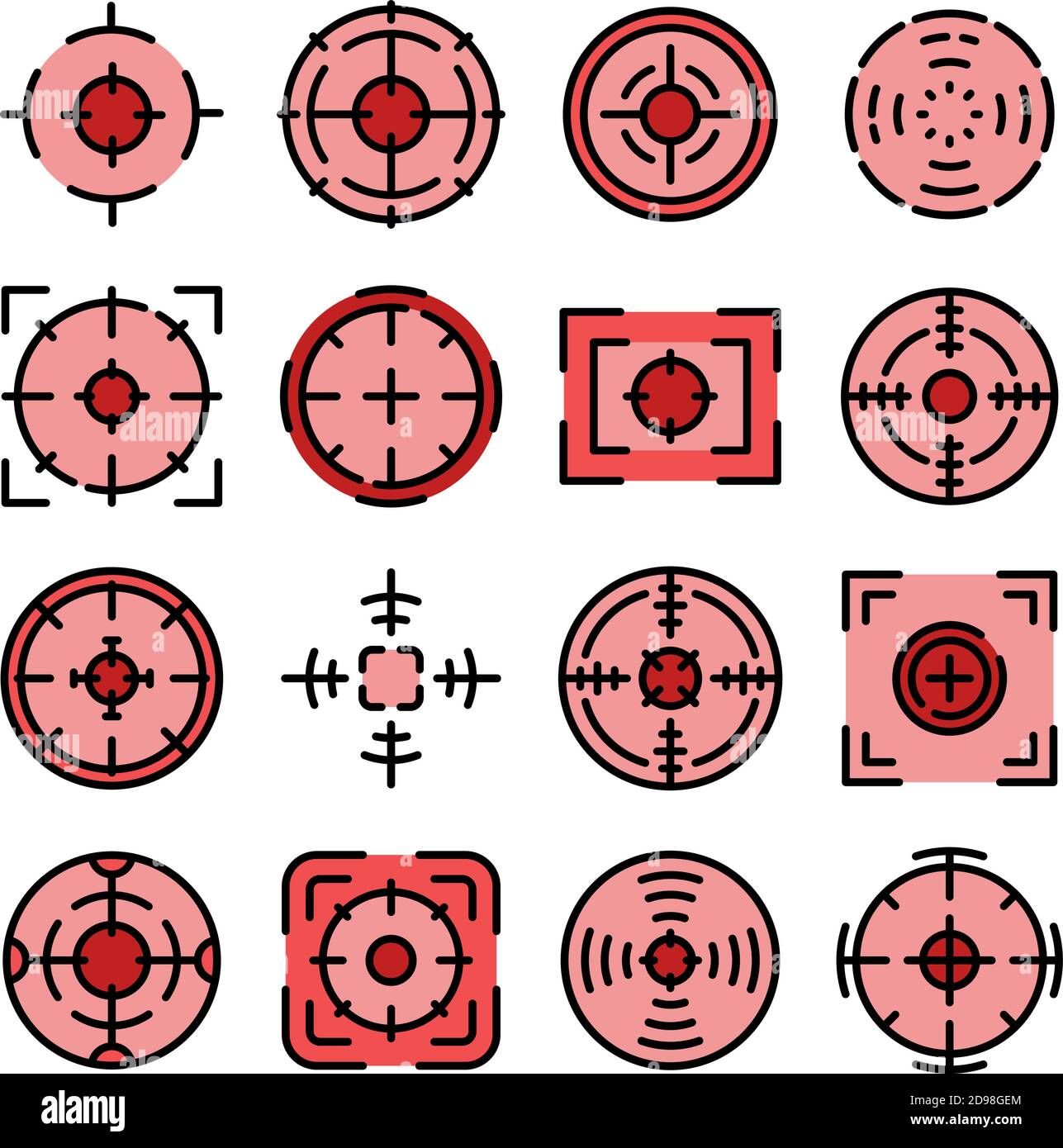 Focus icons set. Outline set of focus vector icons thin line color flat ... Focus icons set. Outline set of focus vector icons thin line color flat ...