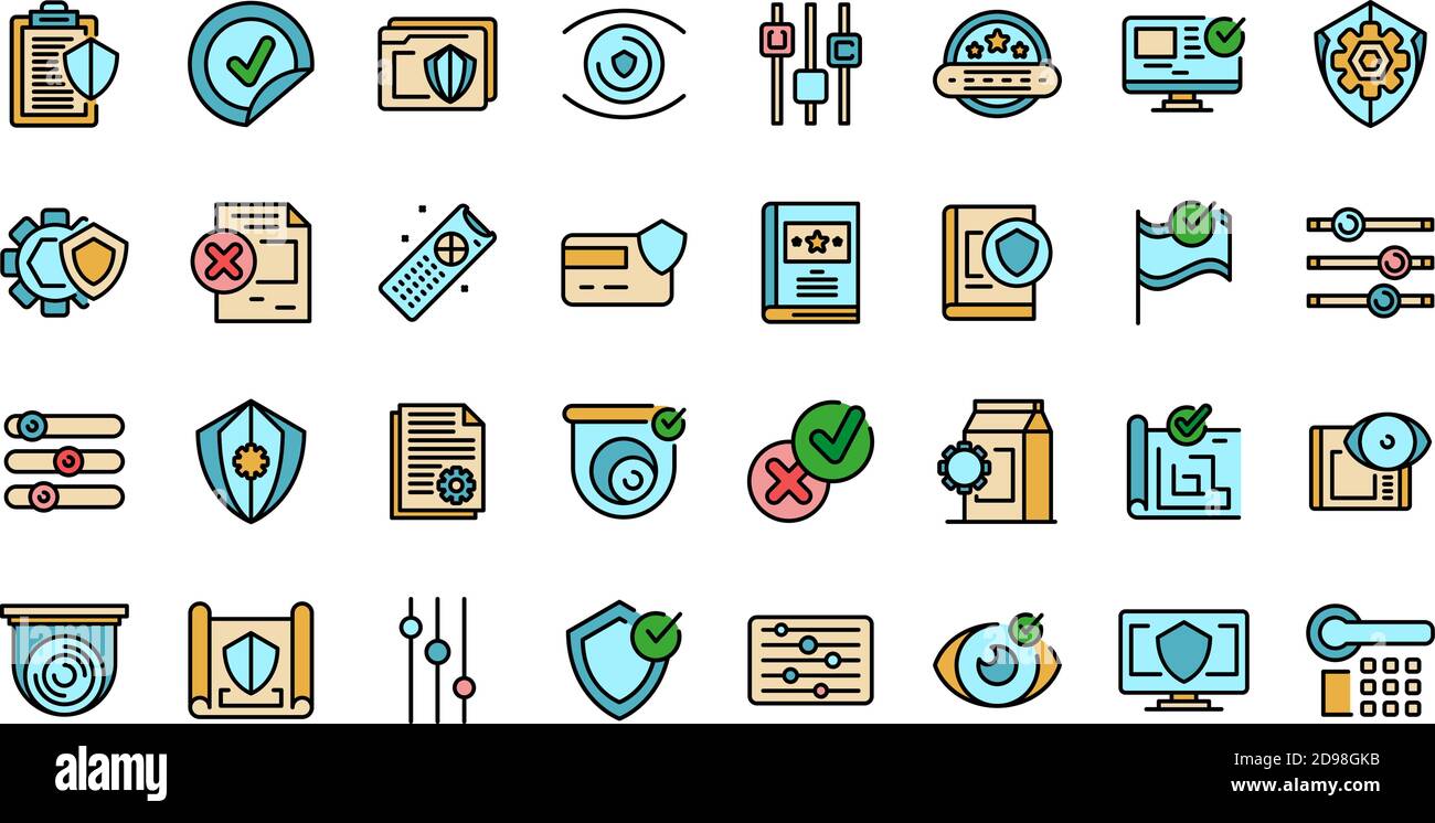 Control icons set. Outline set of control vector icons thin line color ...