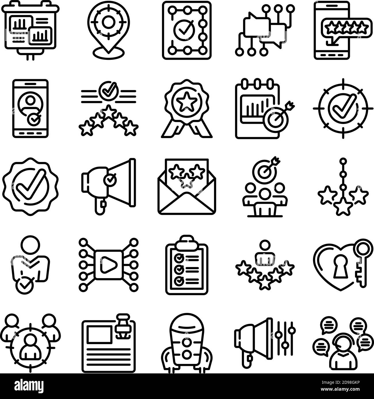Credibility icons set. Outline set of credibility vector icons for web ...