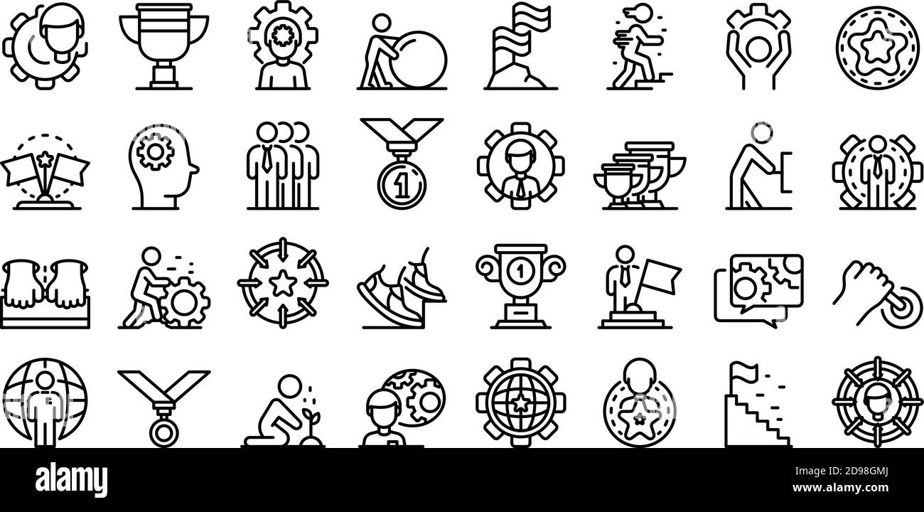 Effort icons set. Outline set of effort vector icons for web design ...
