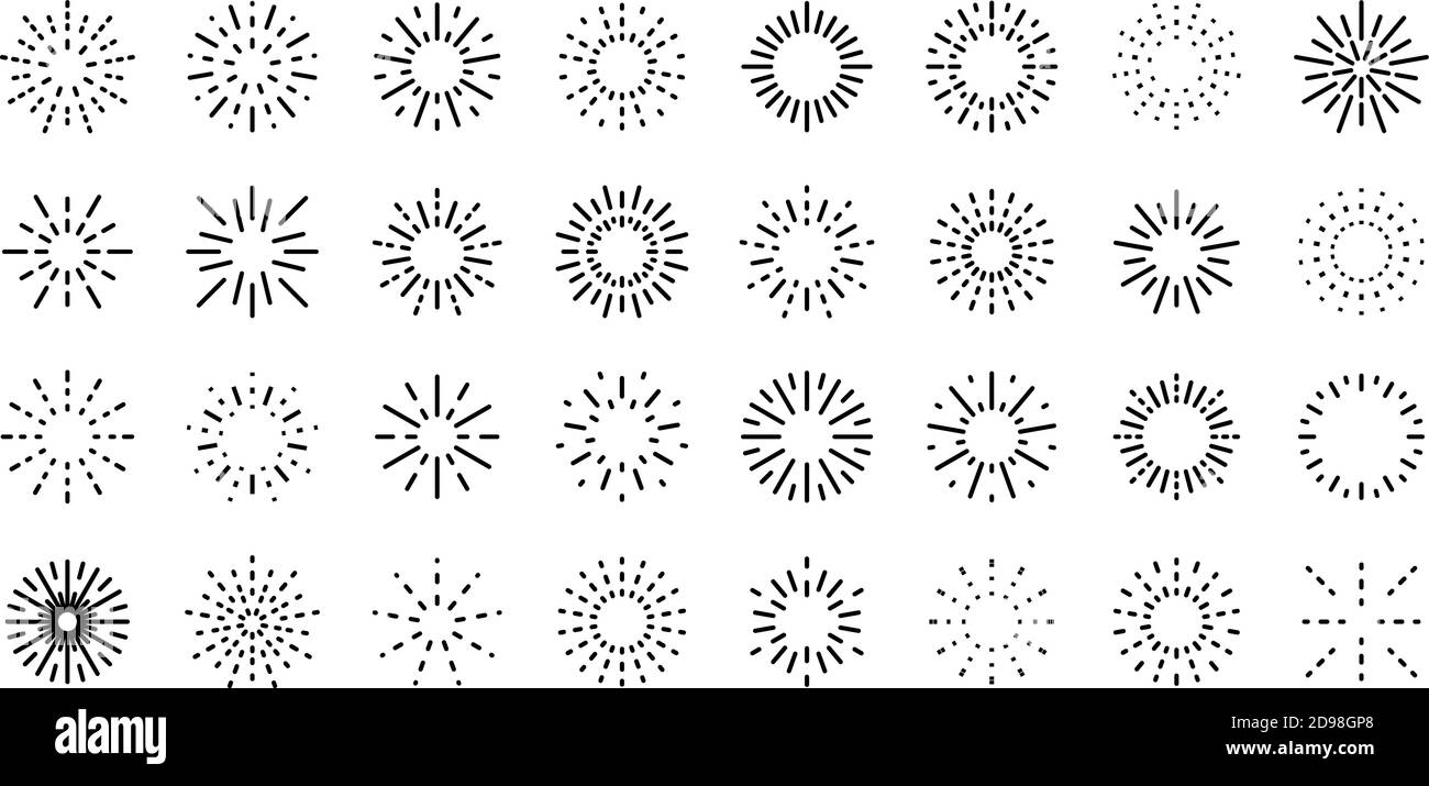 Firework icons set. Outline set of firework vector icons for web design ...