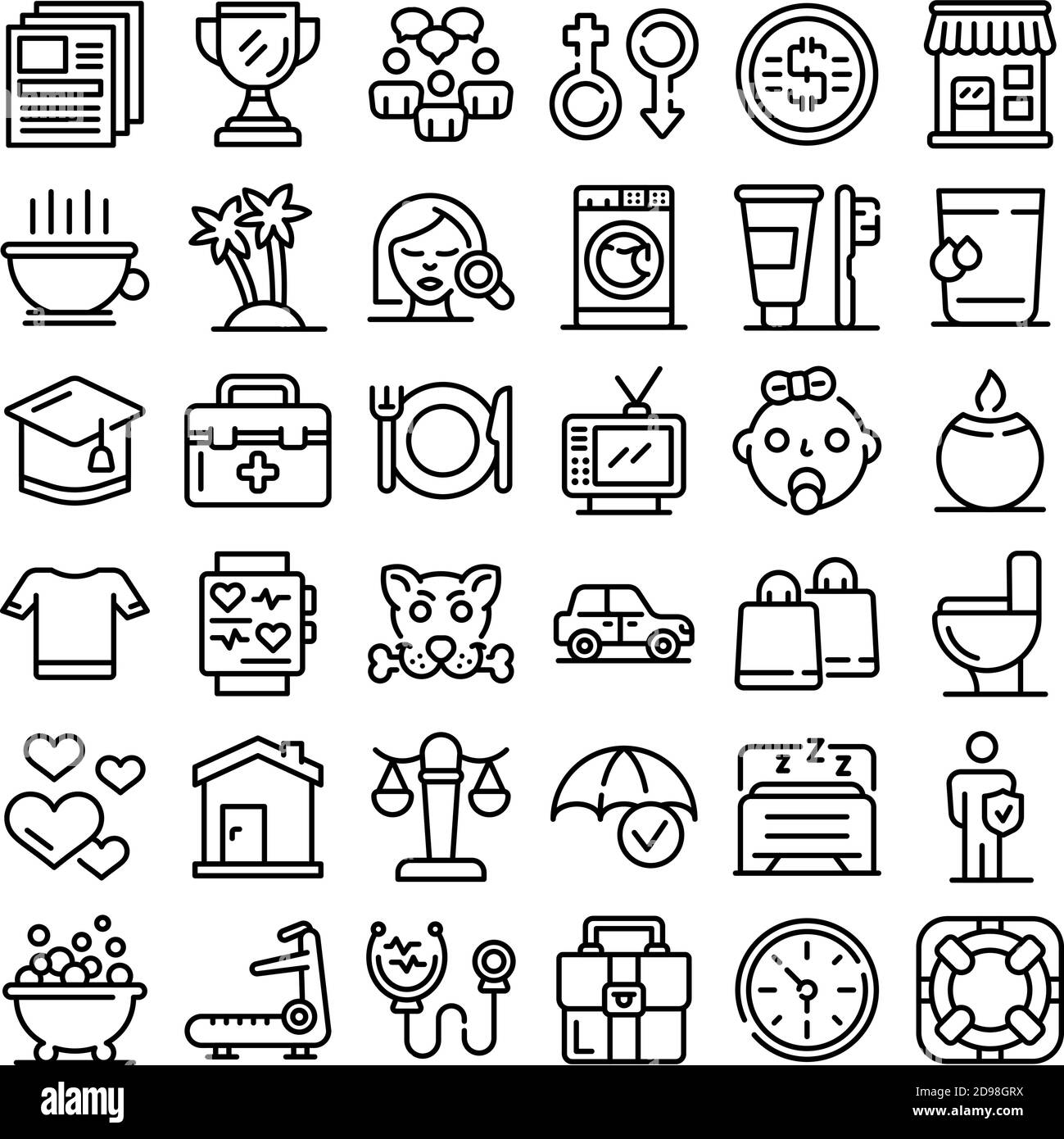 Human needs icons set. Outline set of human needs vector icons for web ...