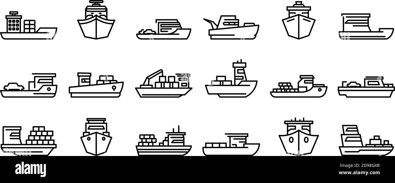 Ferry icons set. Outline set of ferry vector icons for web design ...