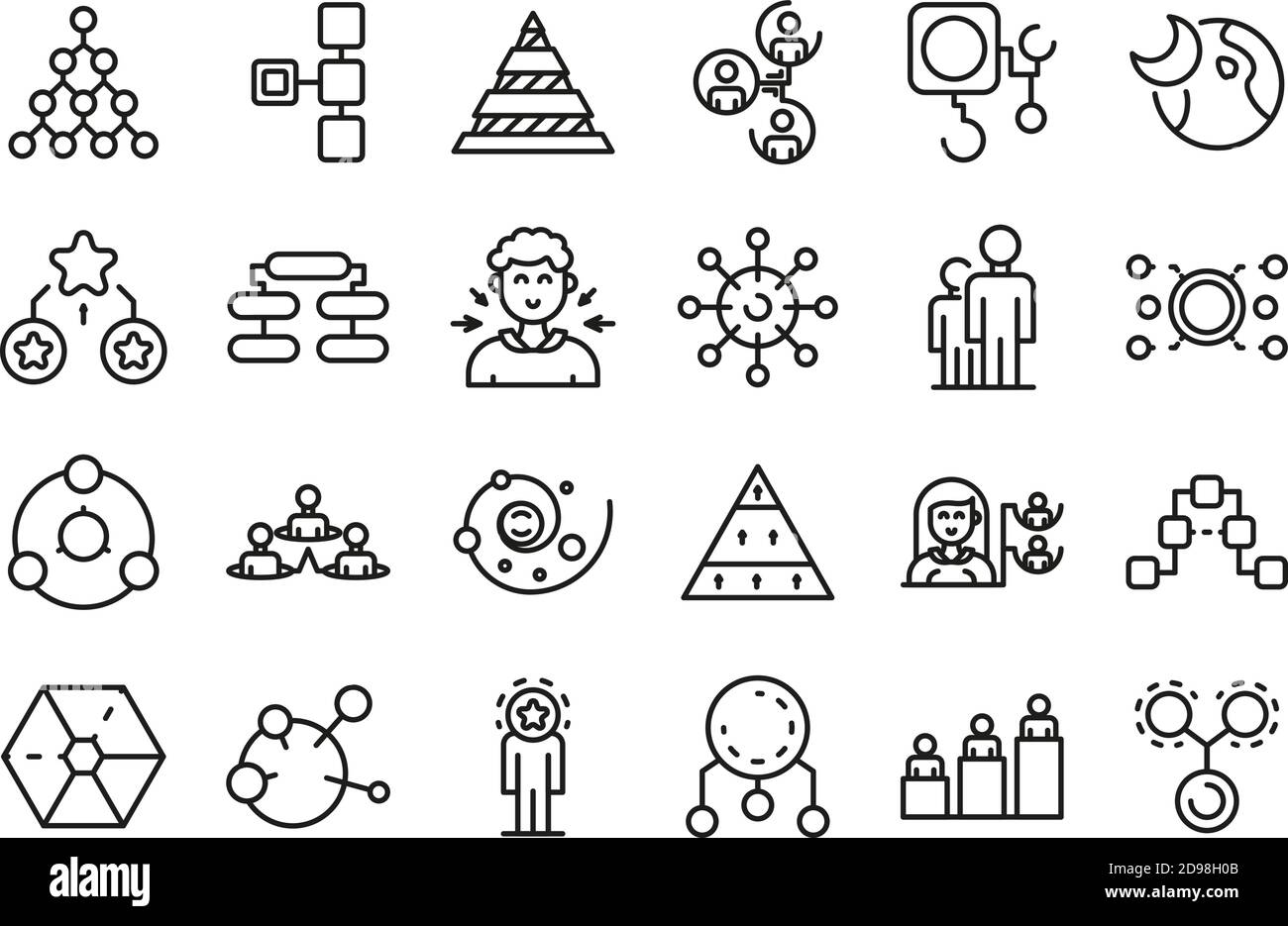 Hierarchy icons set. Outline set of hierarchy vector icons for web ...