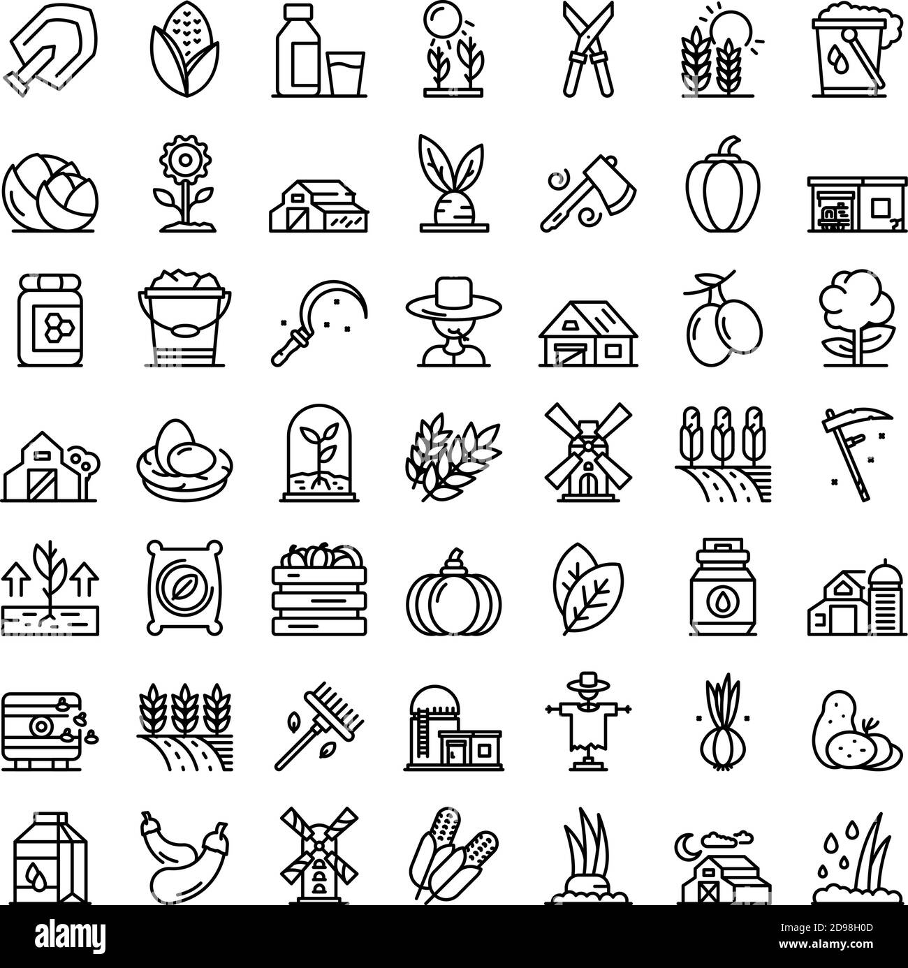 Eco farming icons set. Outline set of eco farming vector icons for web ...