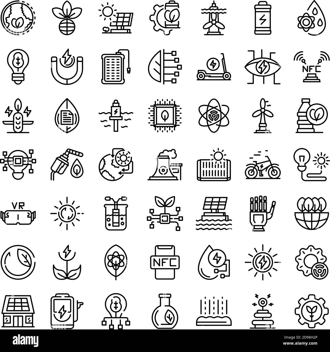 Eco innovation icons set. Outline set of eco innovation vector icons ...