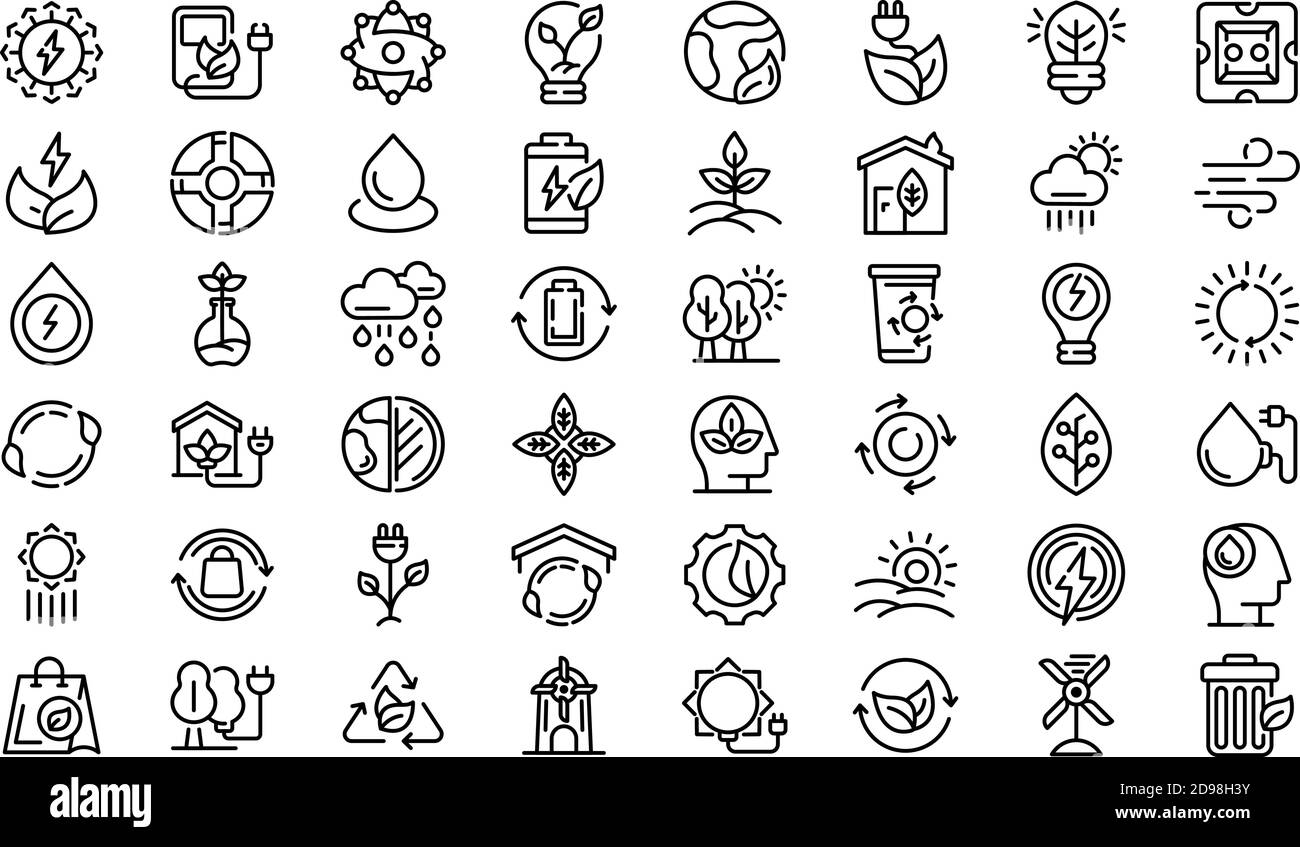 Natural resources icons set. Outline set of natural resources vector ...