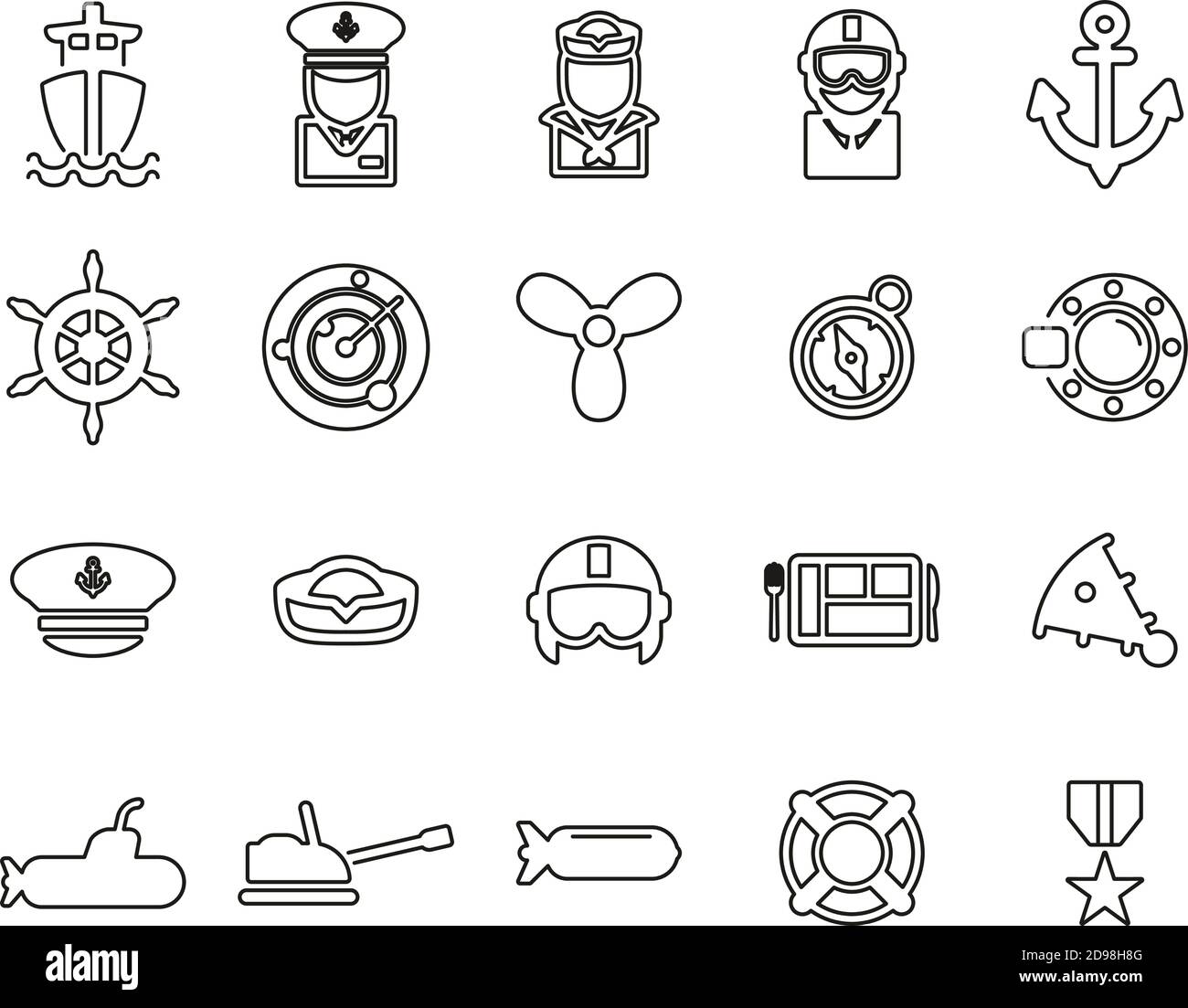 Navy Icons Black & White Thin Line Set Big Stock Vector Image & Art - Alamy