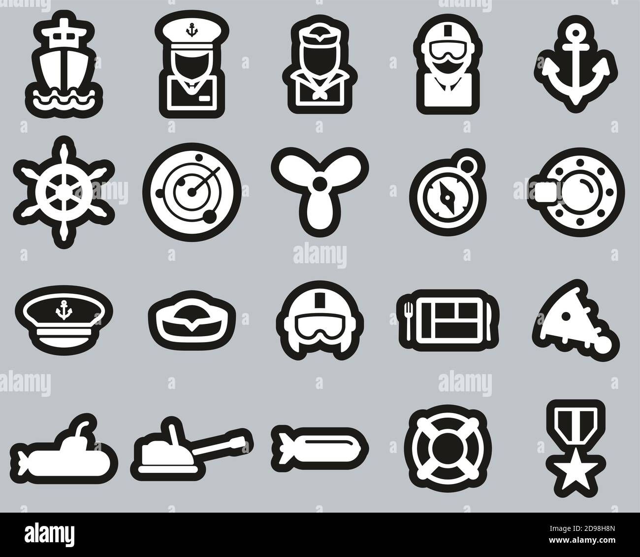 Navy Icons White On White Sticker Set Big Stock Vector Image & Art - Alamy