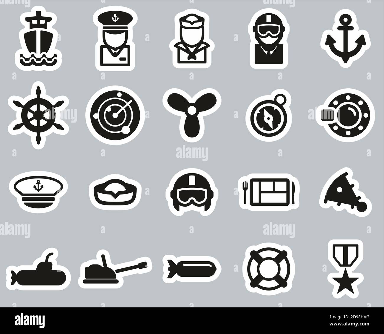 Navy Icons Black & White Sticker Set Big Stock Vector Image & Art - Alamy