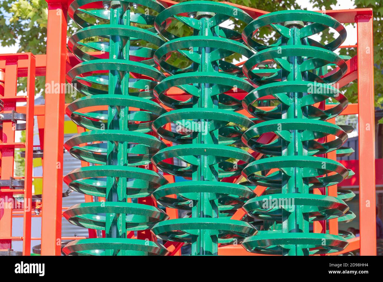 Many Green Metal Rollers for Leveling Land Farm Equipment Stock Photo ...