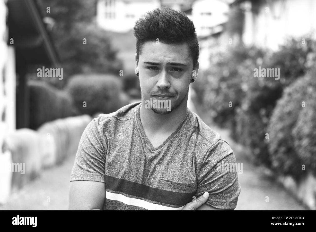 Male model posing outdoor Black and White Stock Photos & Images - Alamy