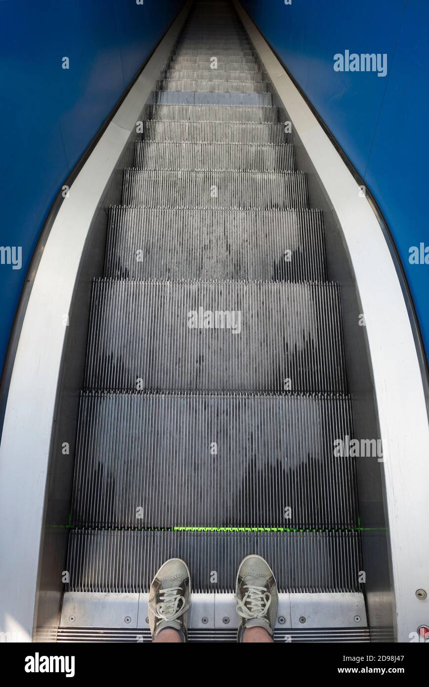 Man Shoes Standing on a Escalator in Switzerland Stock Photo - Alamy