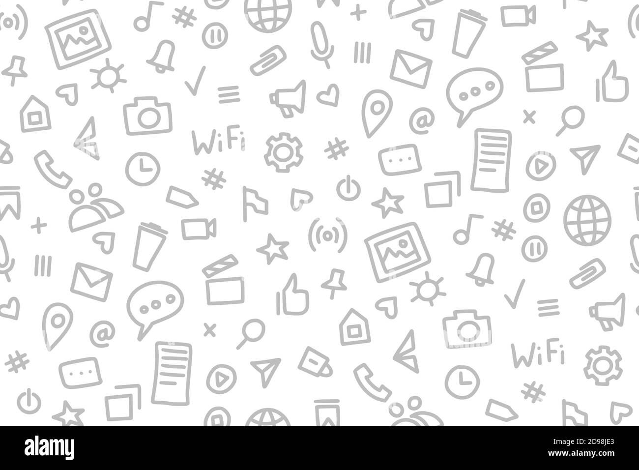 Social media seamless pattern doodle style. Vector illustration wits ...