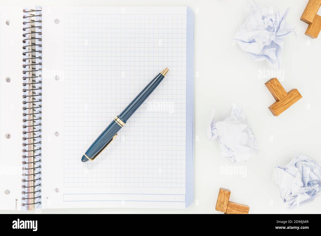 Puzzle, pencil, notebook and crumpled paper Stock Photo - Alamy