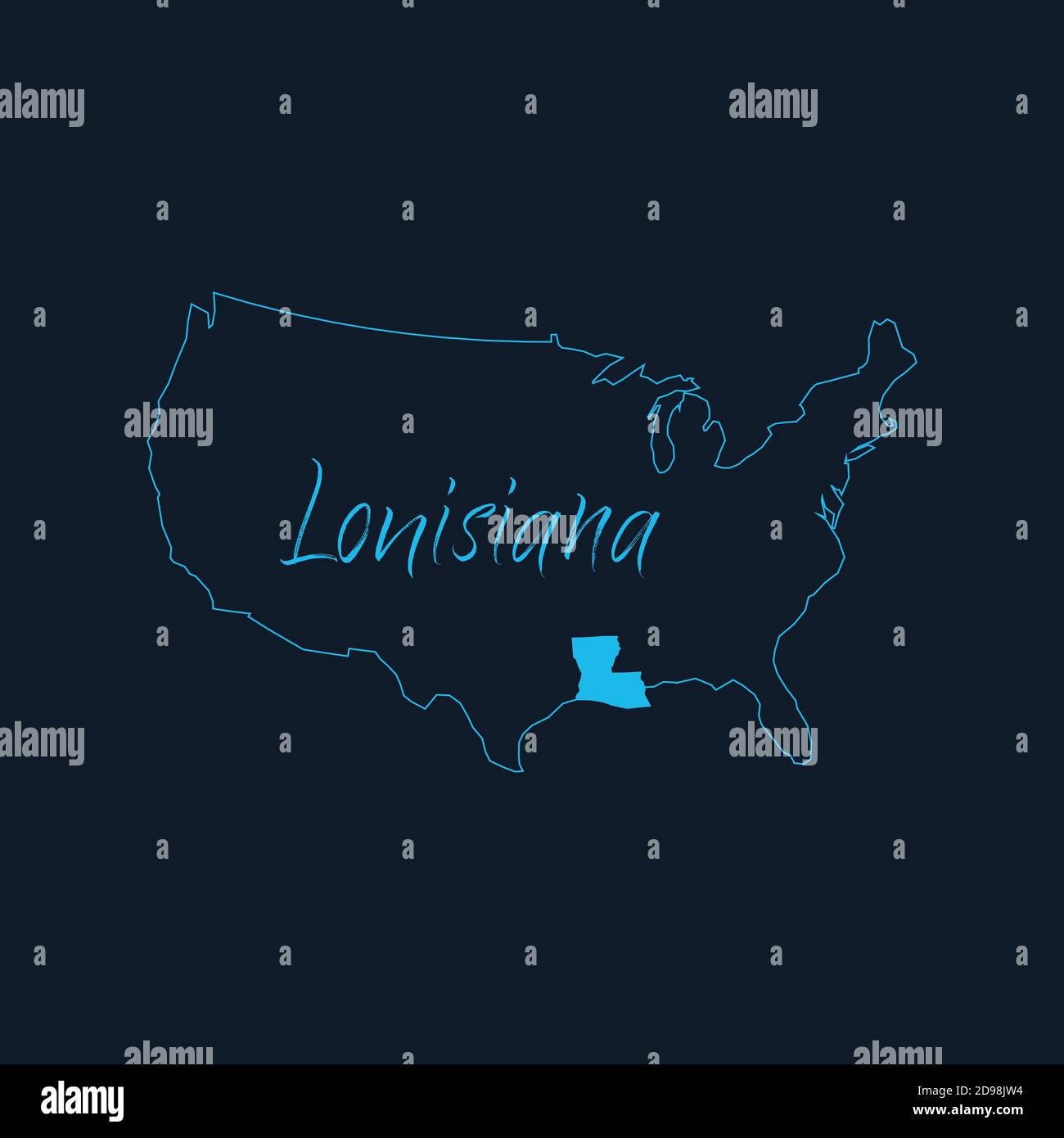 Louisiana state highlighted on United States of America map , USA ...