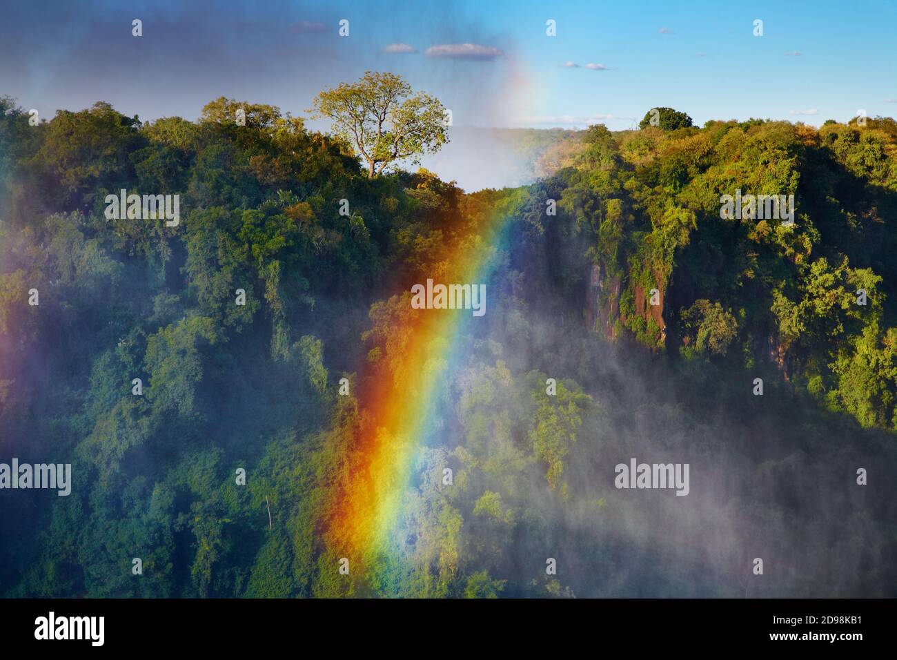 Rainbow over Victoria Falls, Zambezi river, Africa Stock Photo - Alamy
