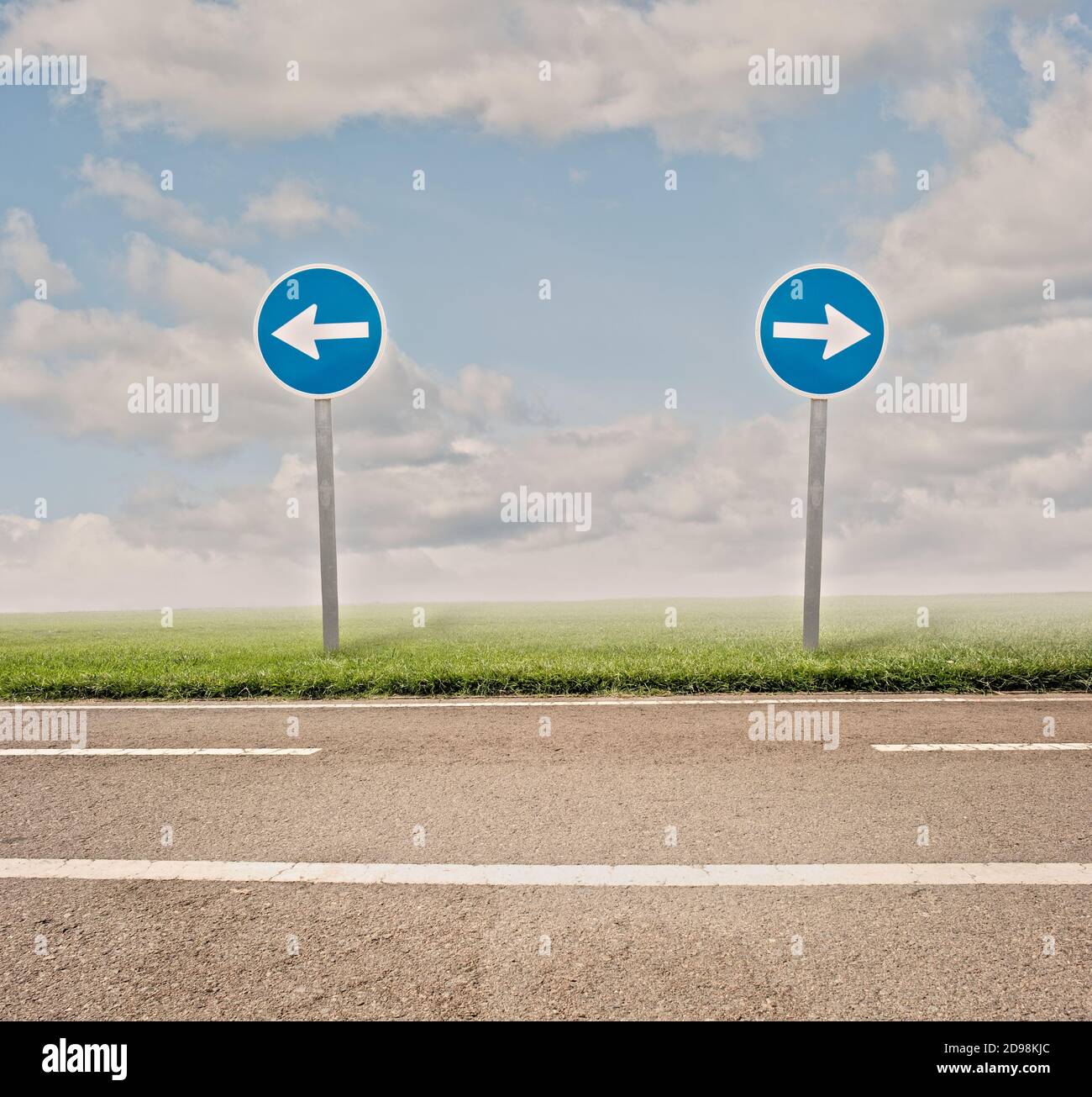 asphalt road with one way Road Sign Stock Photo - Alamy