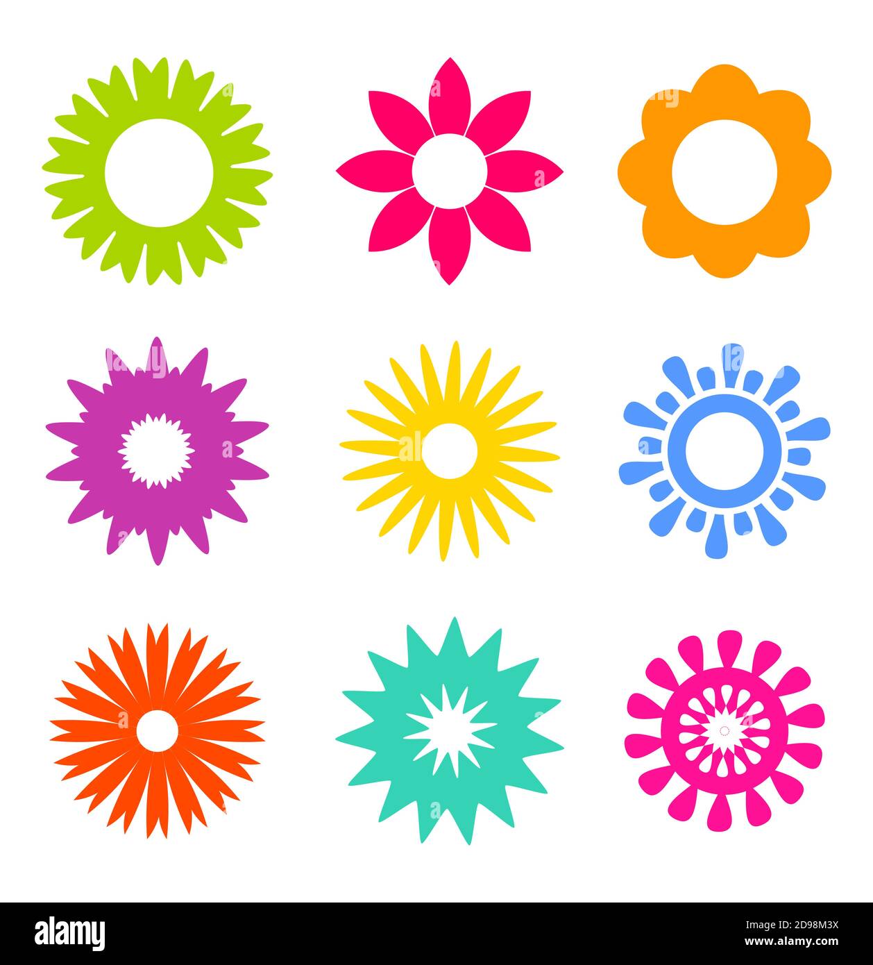 Set of colorful abstract flower icons. Vector illustration Stock Vector ...