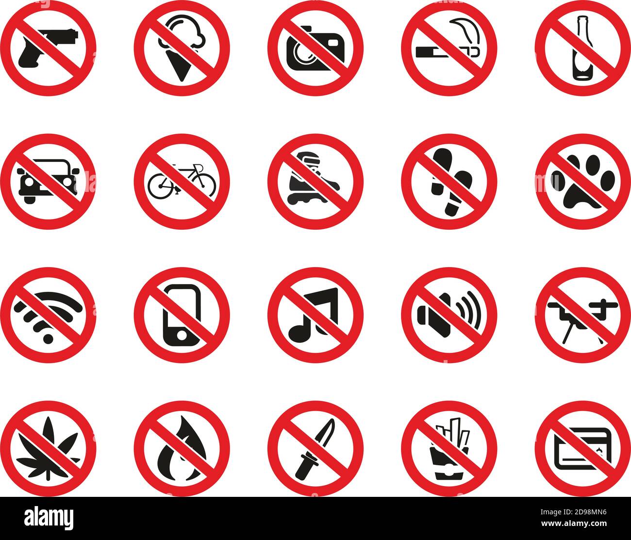 No Sign Or Forbidden Sign Icons Color Set Big Stock Vector Image & Art ...