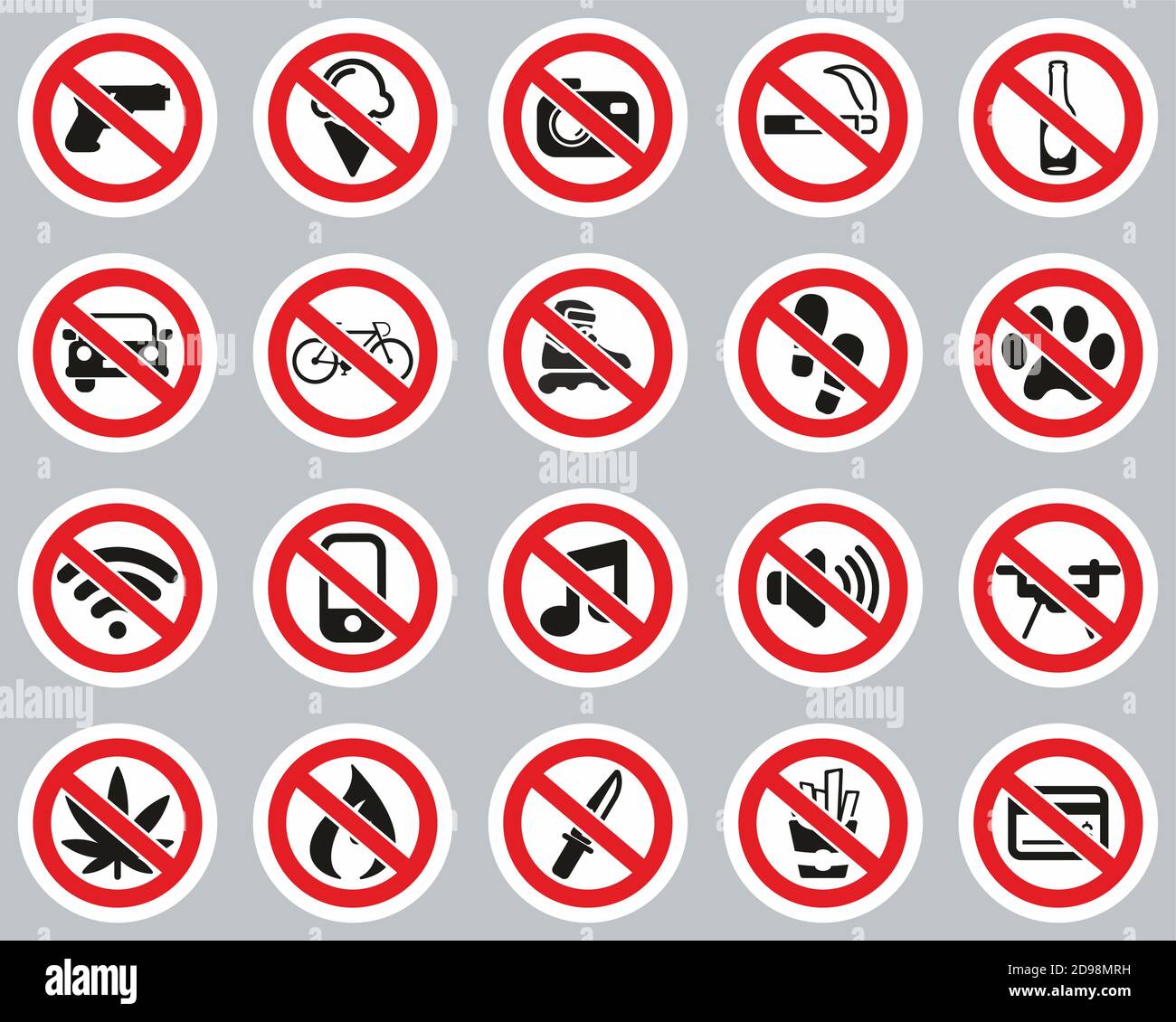 No Sign Or Forbidden Sign Icons Color Sticker Set Big Stock Vector ...