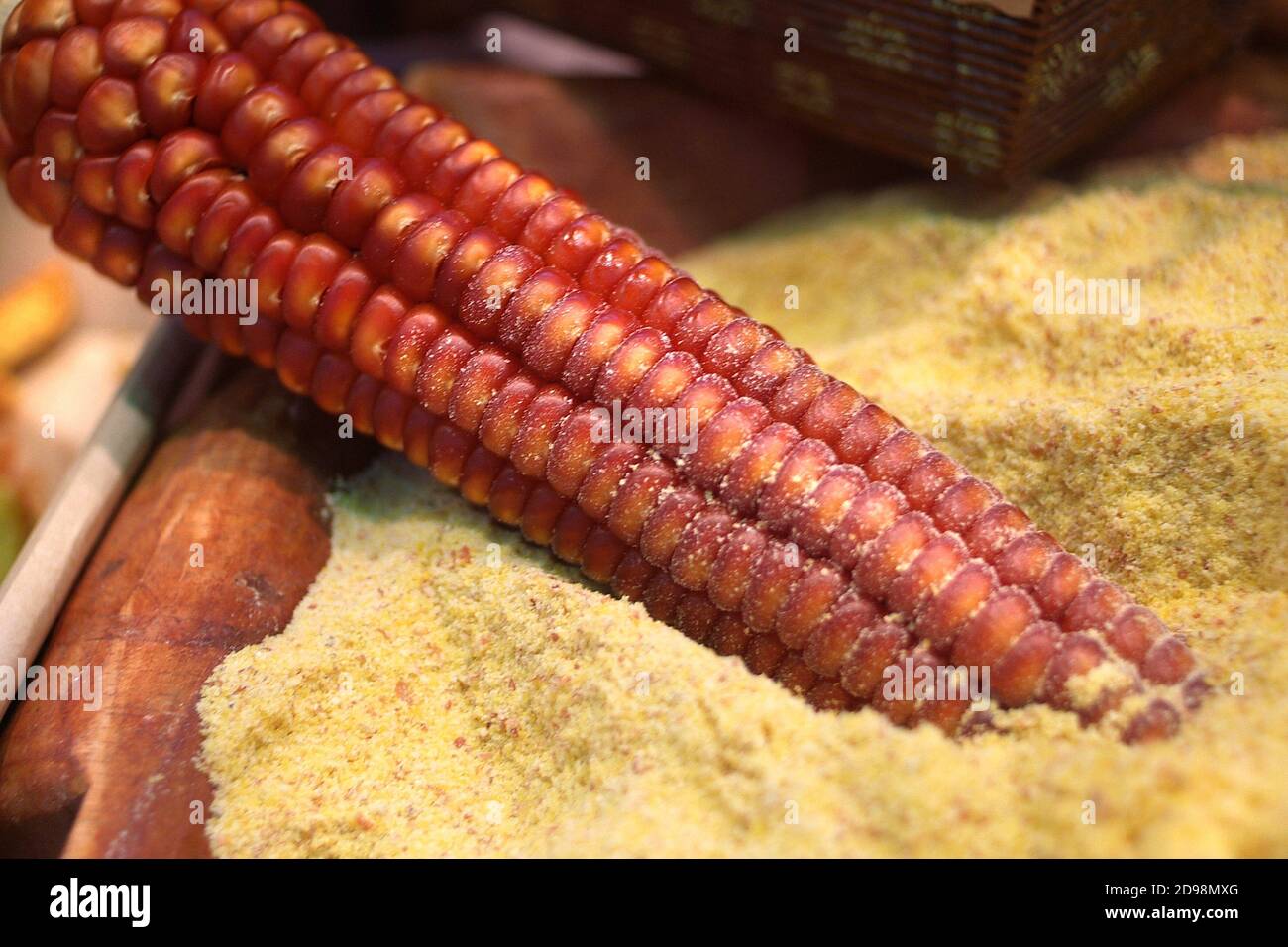Food products, the rare Eight Row Flint corn and its flour Stock Photo ...