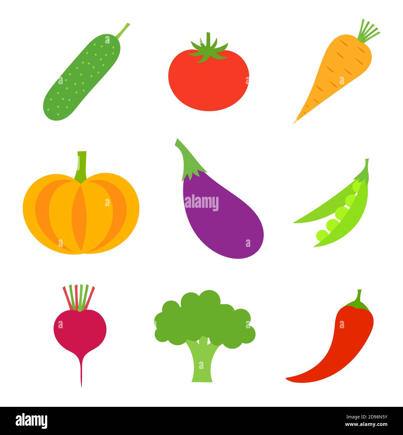 Set of vegetable flat icons. Vector illustration Stock Vector Image ...