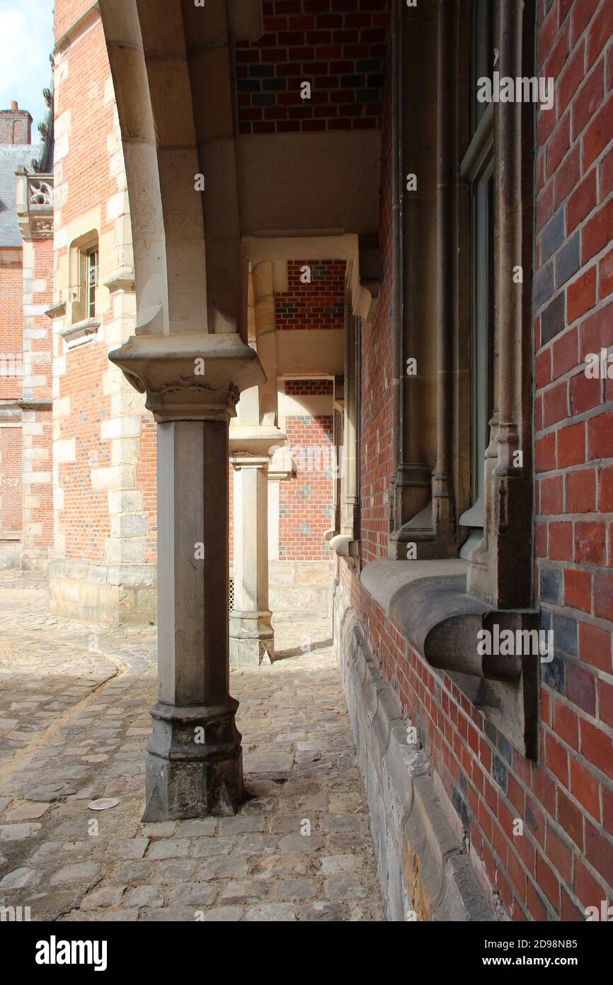 medieval brick castle in maintenon (france Stock Photo - Alamy
