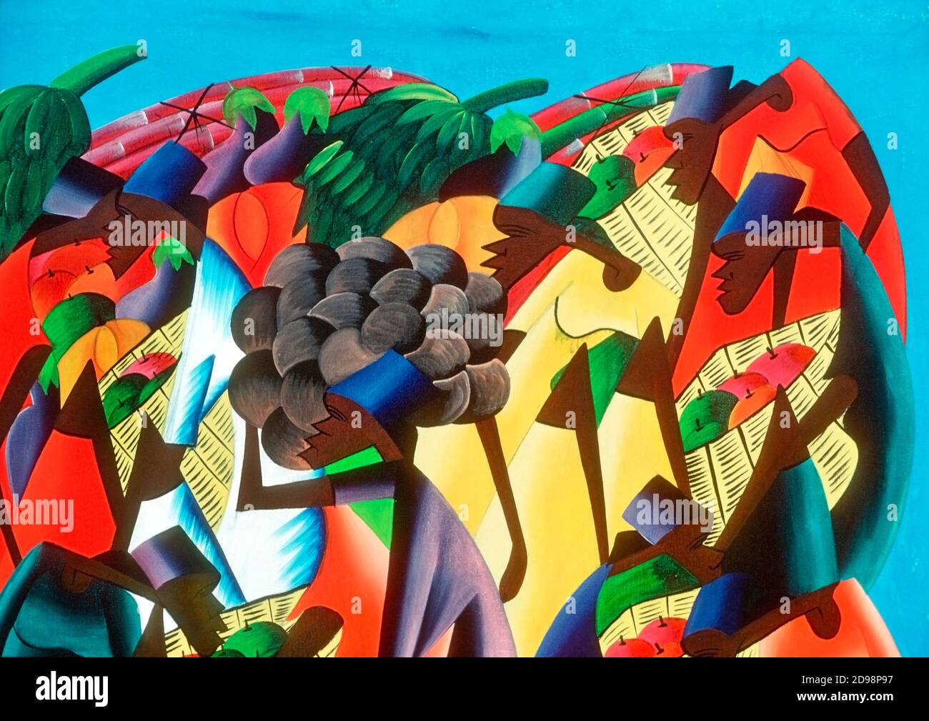 Painting by a Haitian artist on the Caribbean Island of Haiti Stock ...